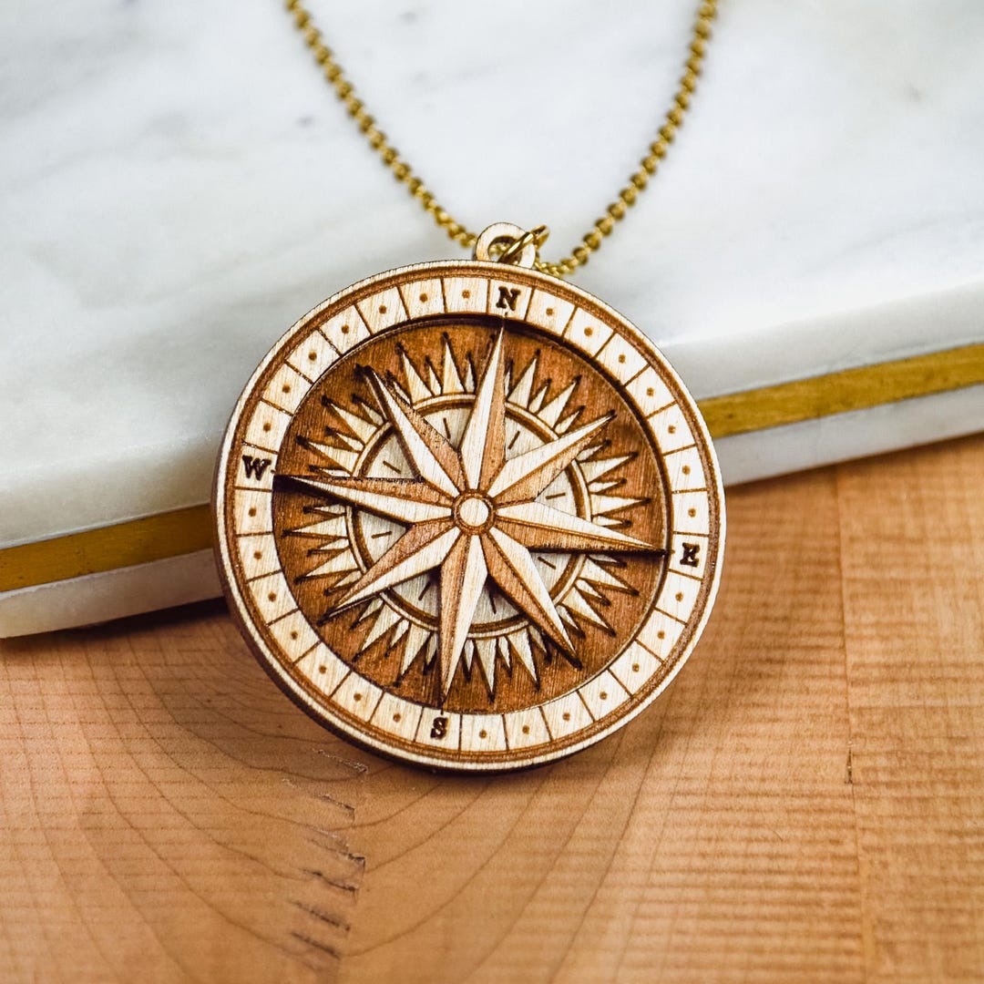 Wooden Compass Rose Pendant - Etsy