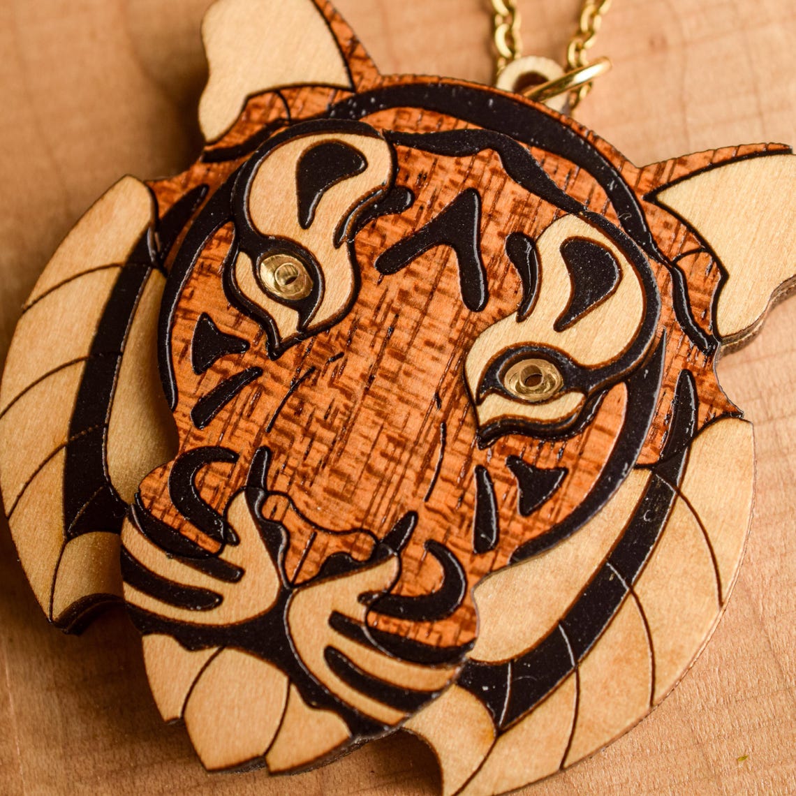 Handmade Wood Tiger Necklace - Etsy
