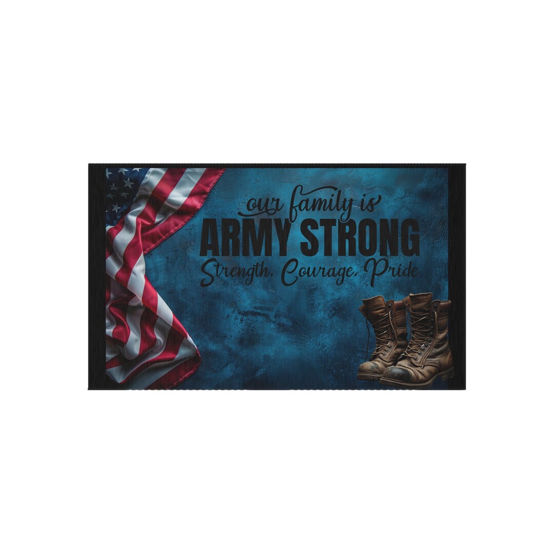 Outdoor Rug Our Family is Army Strong, Military Door Mat, Combat Boots ...