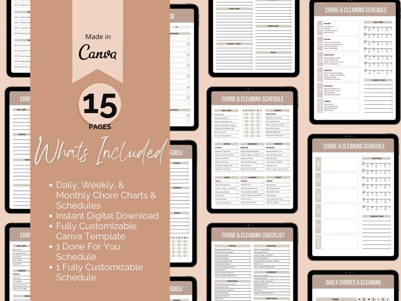 Household Routine and Chore Planner. Weekly, Monthly, Yearly Cleaning ...