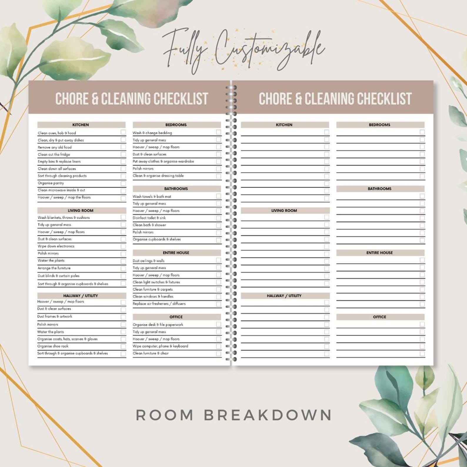 Household Routine and Chore Planner. Weekly, Monthly, Yearly Cleaning ...
