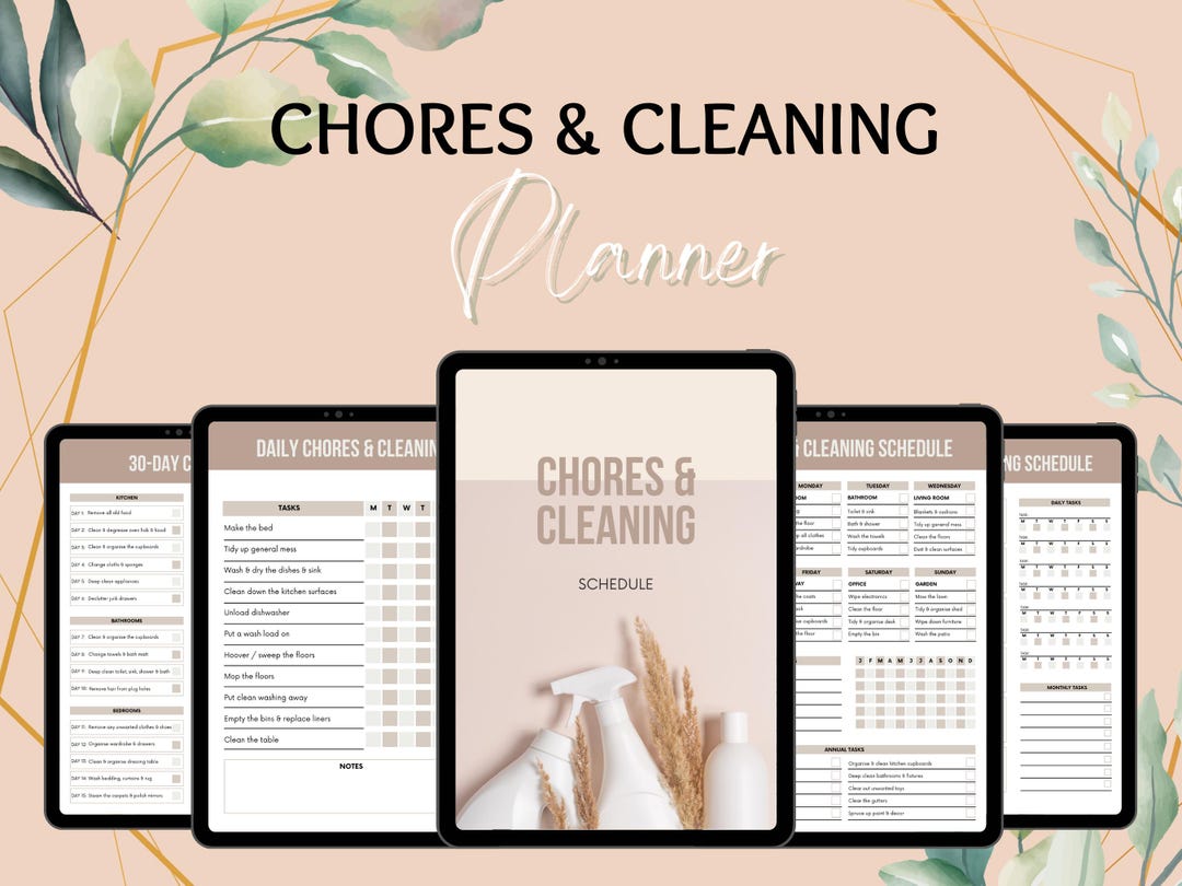 Household Routine and Chore Planner. Weekly, Monthly, Yearly Cleaning ...