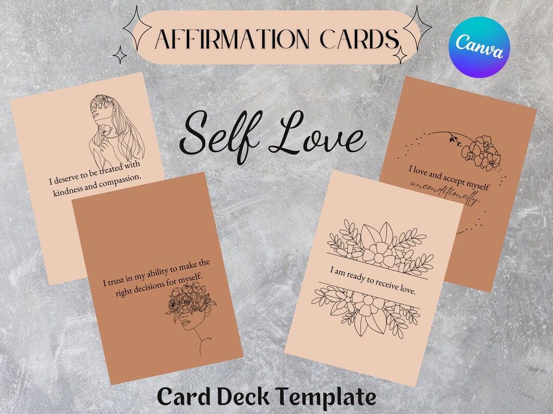 30 Self Love Affirmation Cards, Printable Affirmation Card Deck ...