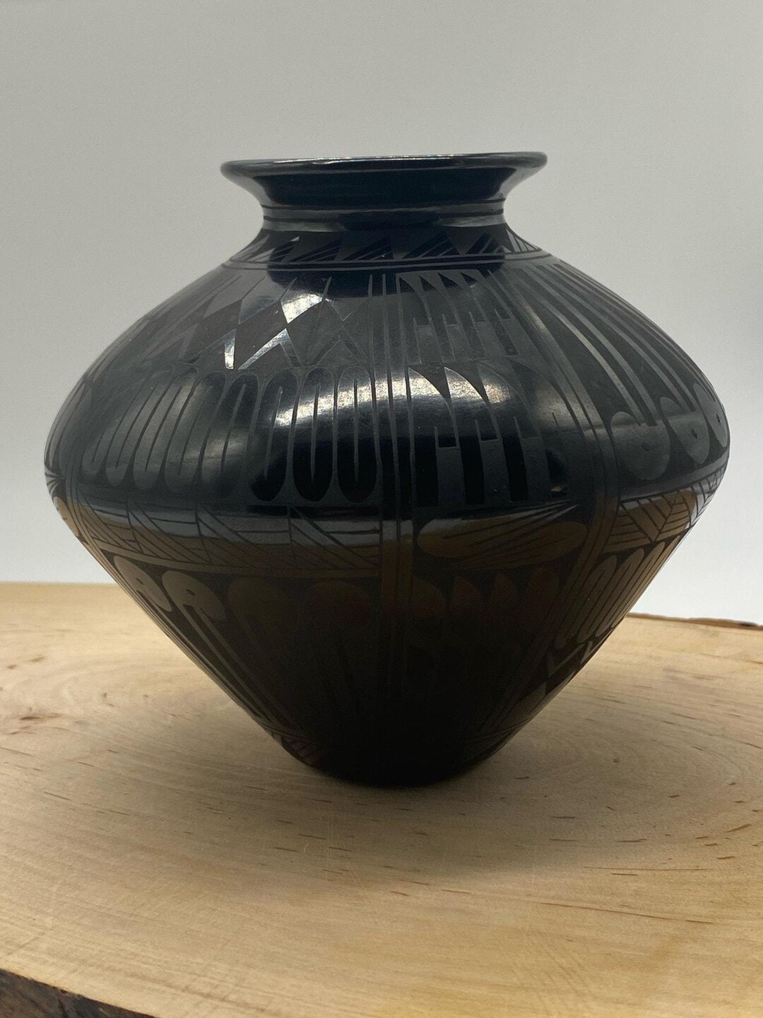 Mata Ortiz Black on Black Pottery Salvador Baca Artist - Etsy