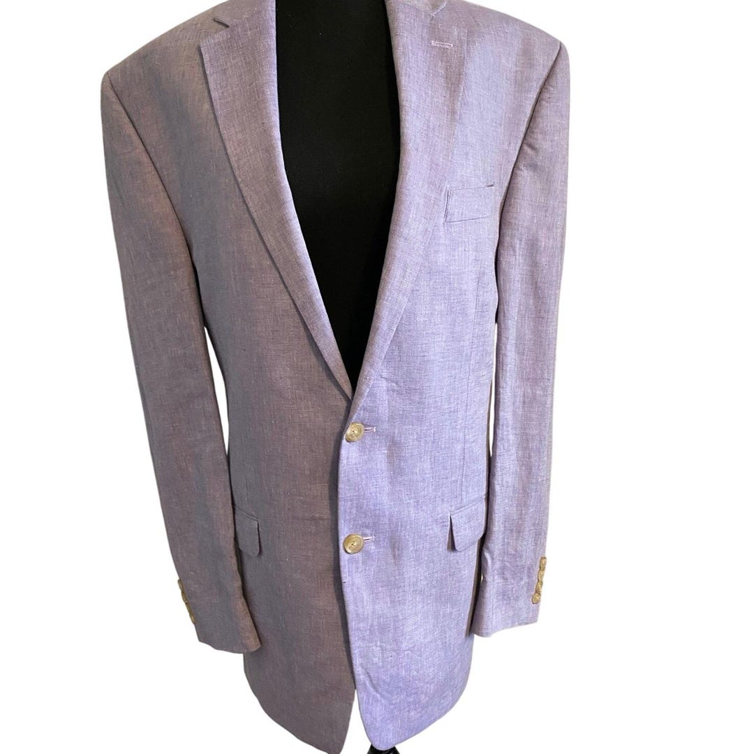 RALPH LAUREN Lord N Taylor 100% Linen Blazer Lilac Spring Preppy 42L ...