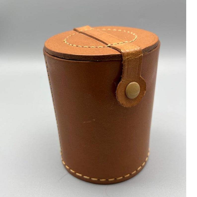 Set of 5 Vintage Bakelite Dice Tan Leather Stitched Dice Cup - Etsy