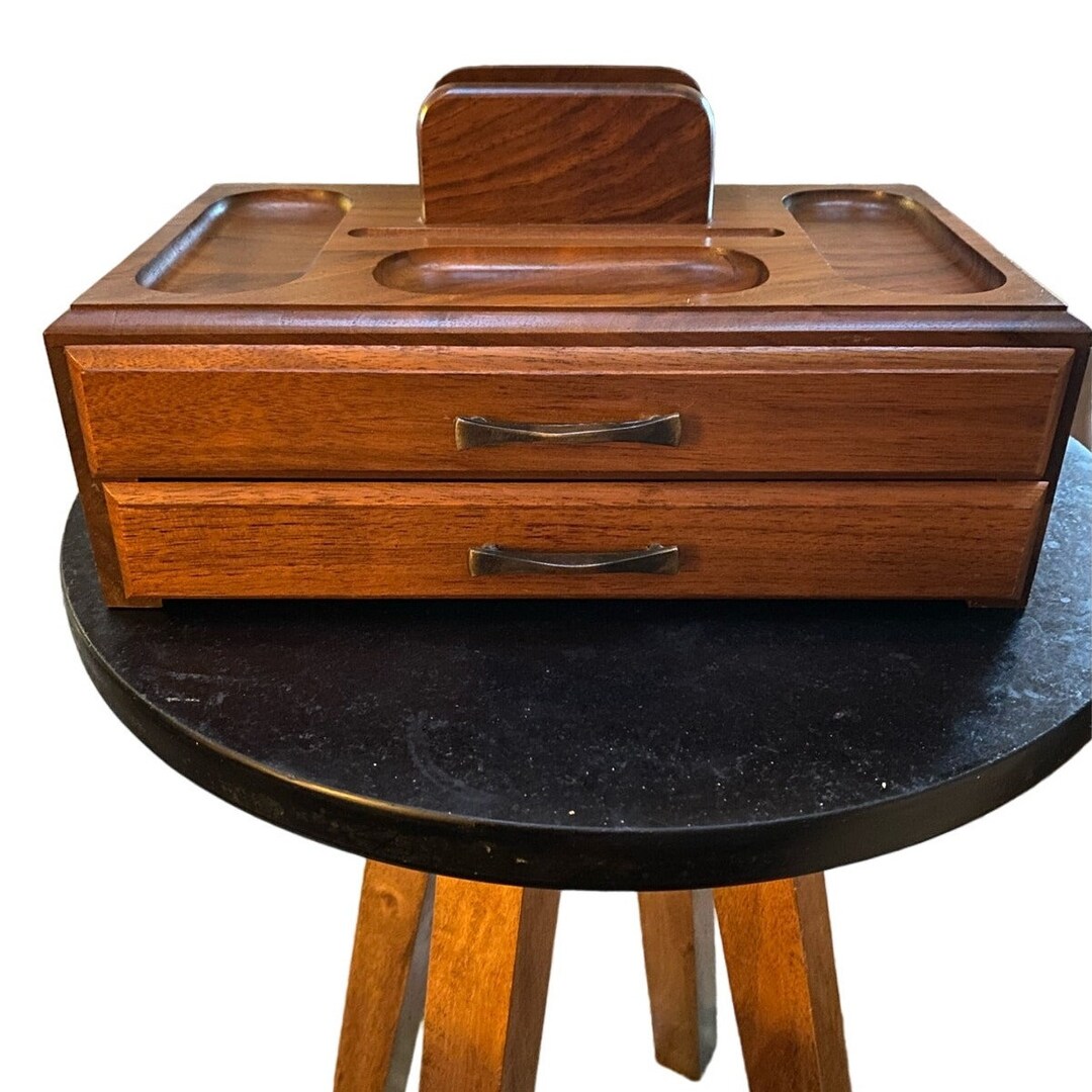 Beautiful Vintage Wood 2 Drawer Dresser Top Valet/jewelry Box or Bill ...