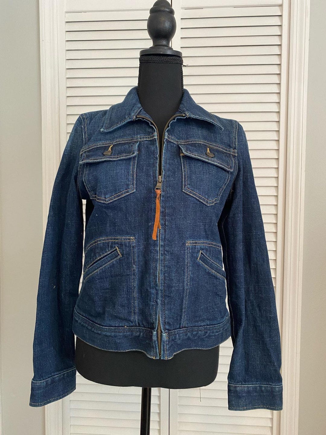 Lauren Ralph Lauren Jean Jacket Dark Wash Denim Fitted Size M Full Zip ...