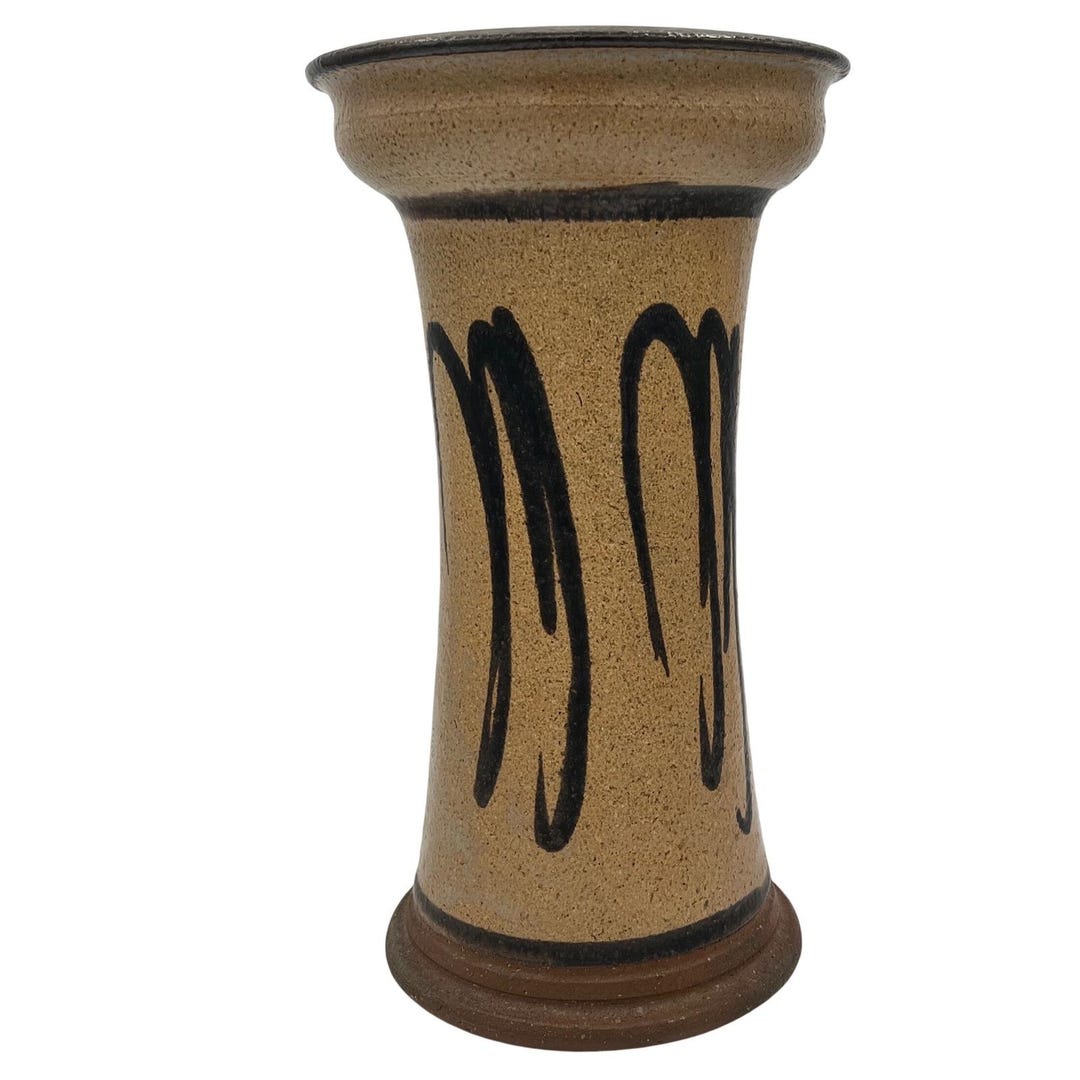 Vintage Brian Van Nostrand Signed Stoneware Vase 10.5" Rustic Mid ...