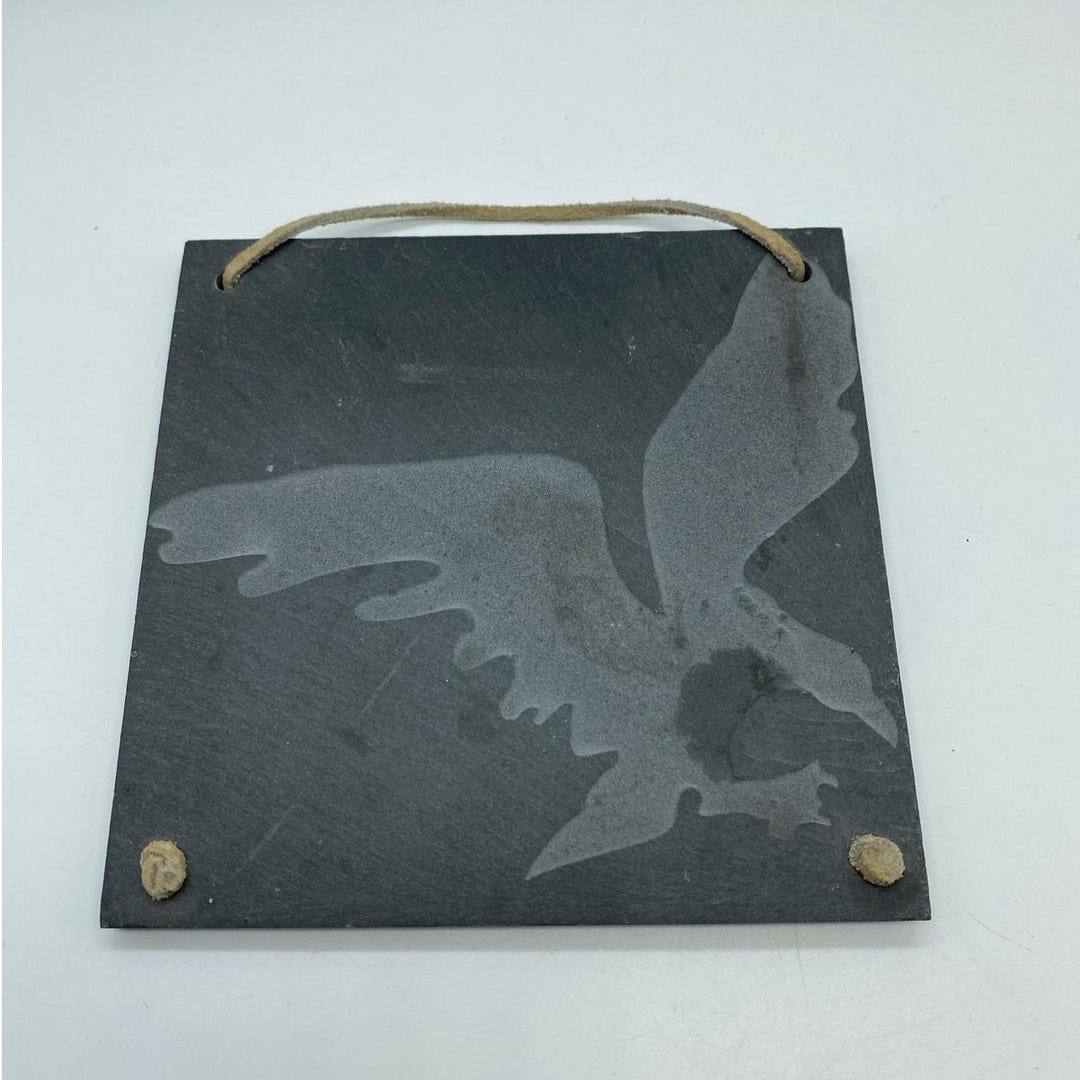 Eagle Engraved Slate Art Tile Signed D Dixon 1992 - Etsy