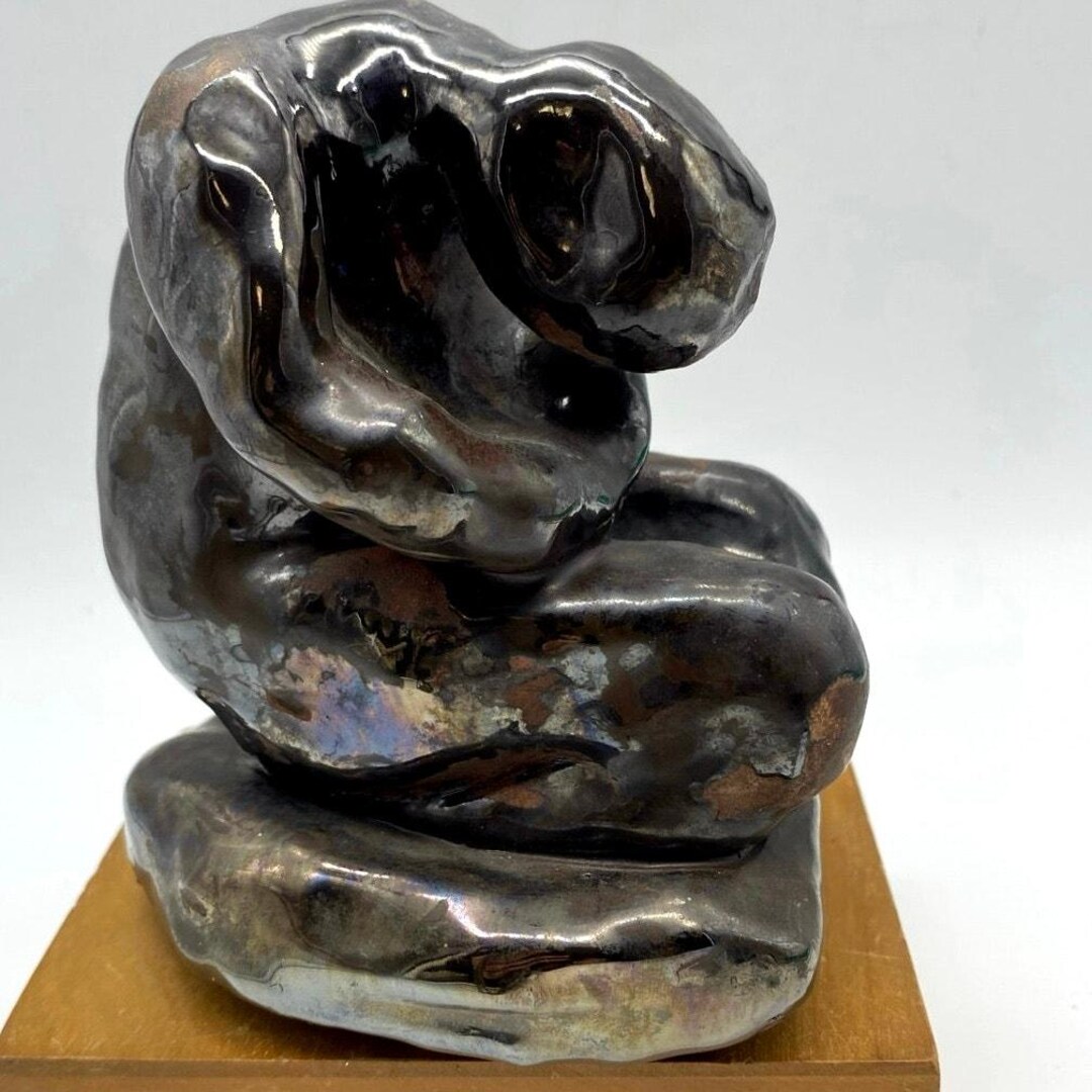 Vintage Sculpted Man in Despair Studio Pottery Sculpture Statue Signed ...