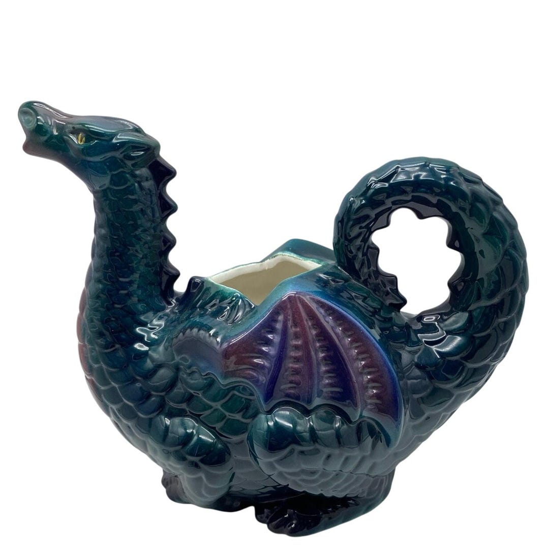 Clay Art Vintage Enchantment San Francisco 1990 Teal Gothic Dragon ...