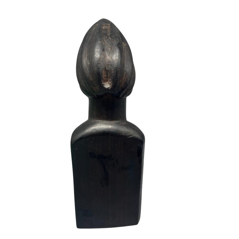 Carved Wooden Bust Sculpture African Tribal Figure Head Turban Ebony ...