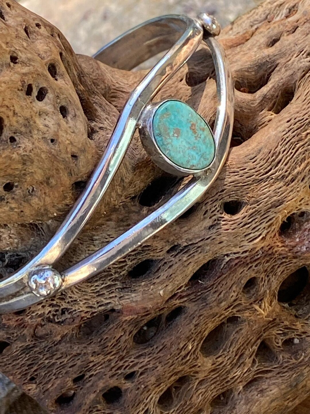 Sterling Silver Turquoise Bangle - Etsy