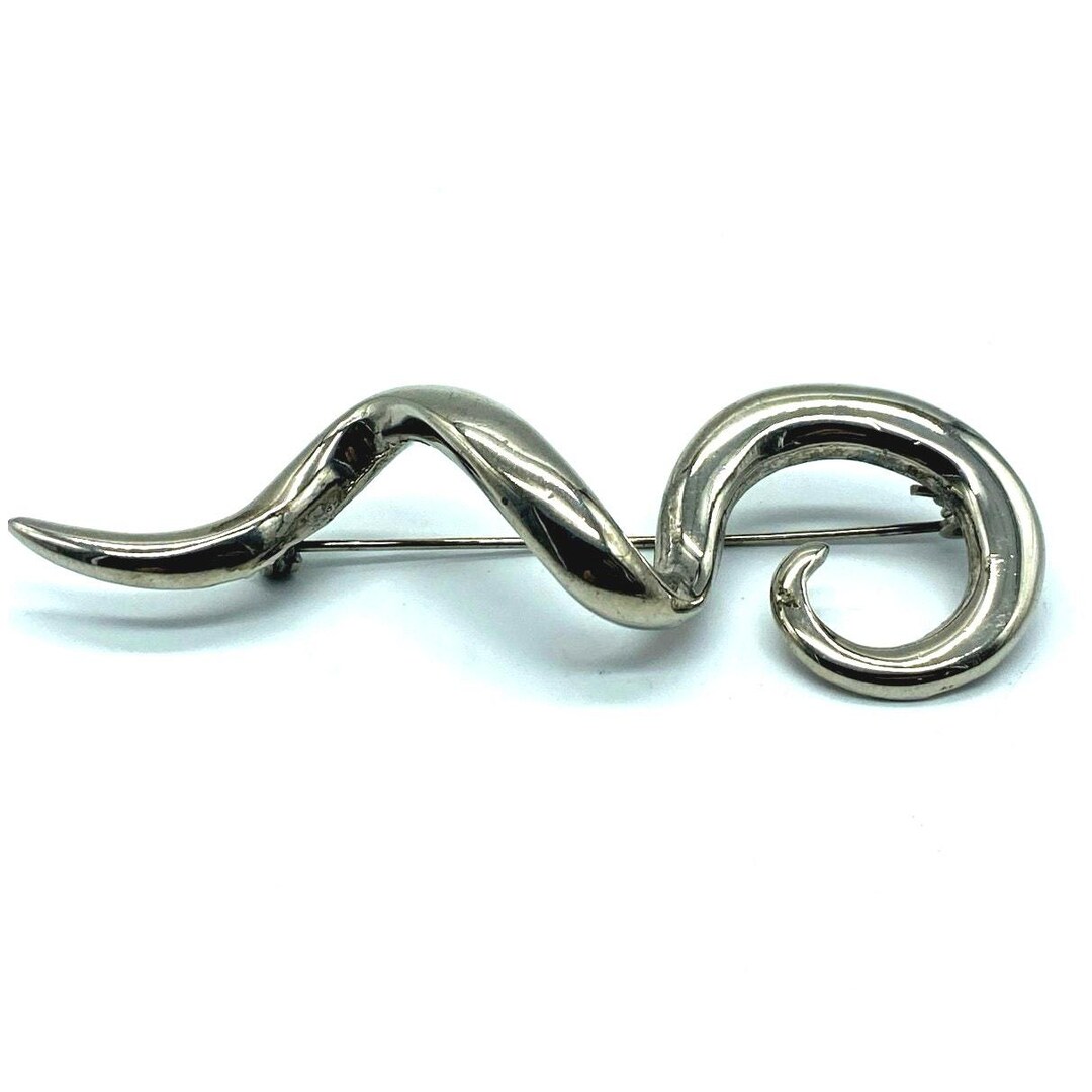 80s Spiral Brooch Pin Vintage Modernist Squiggle Brooch Silvertone - Etsy