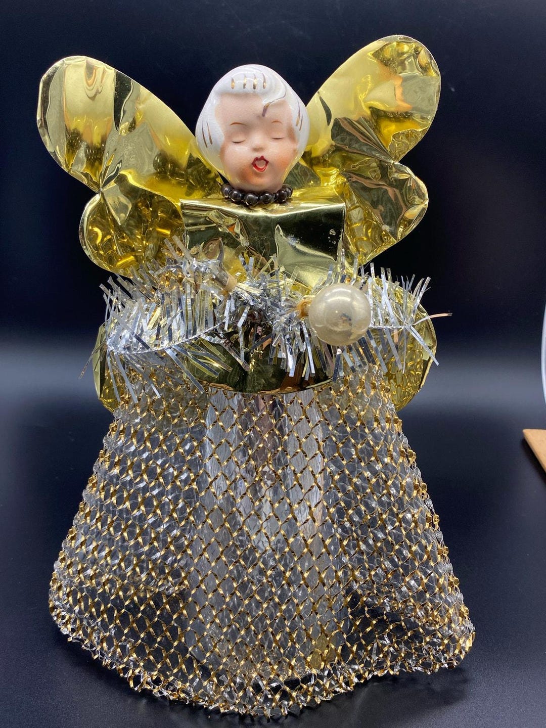 Vintage Holt Howard? 9” Porcelain Head Angel Christmas Tree Topper ...