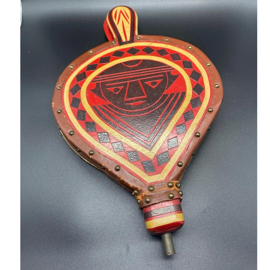 Primitive American Folk Art Aztec Tribal Indian Fireplace Bellows ...