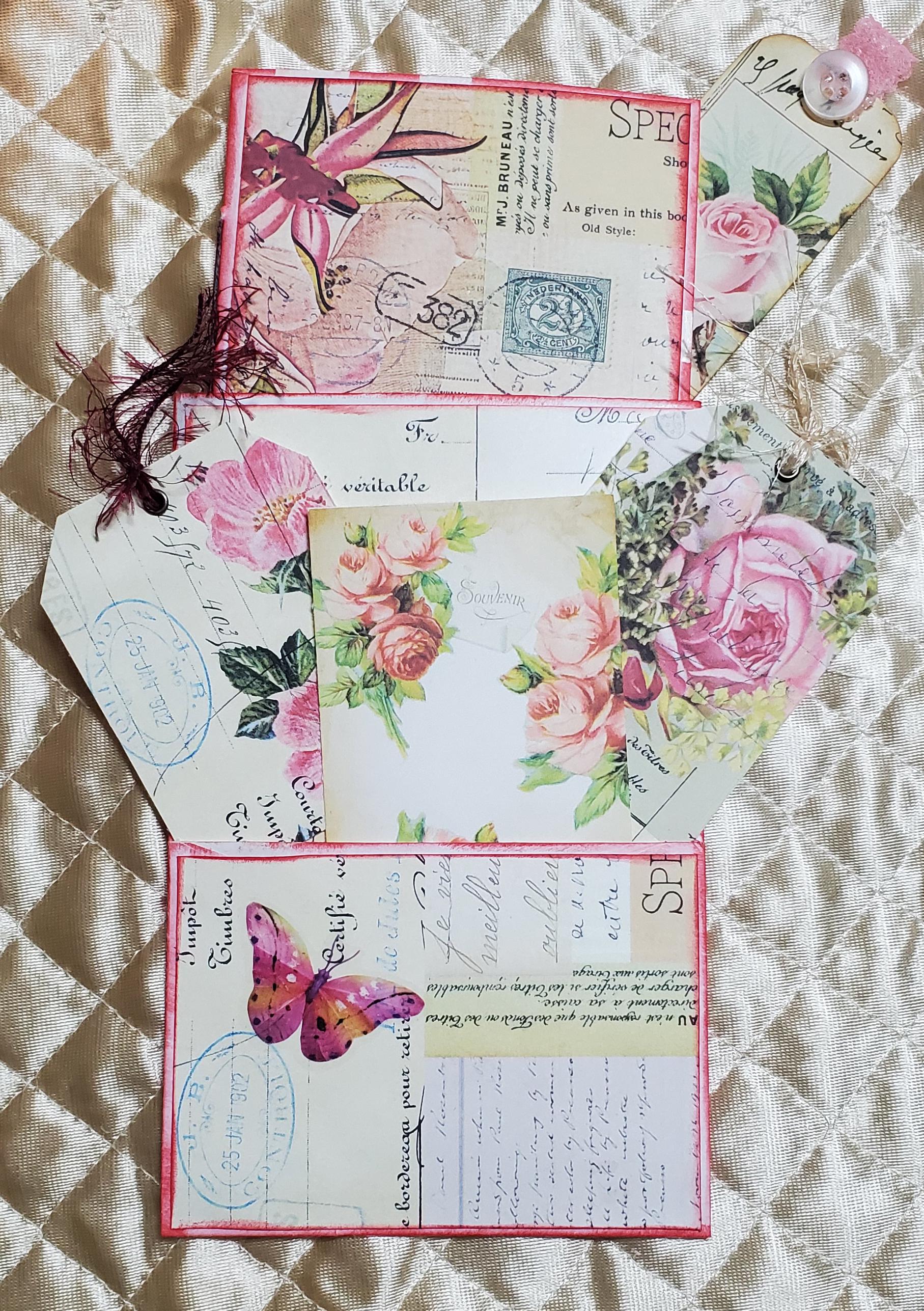 Pink Stuffed Envelope Ephemera Small Junk Journal Tags Journal Cards ...