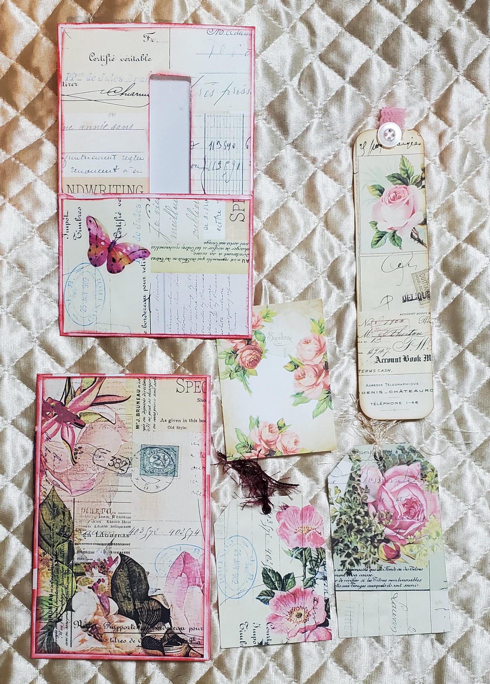 Pink Stuffed Envelope Ephemera Small Junk Journal Tags Journal Cards ...