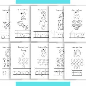 Numbers 1-10 Printable Activity Worksheets Coloring Dot to Dot Tracing ...