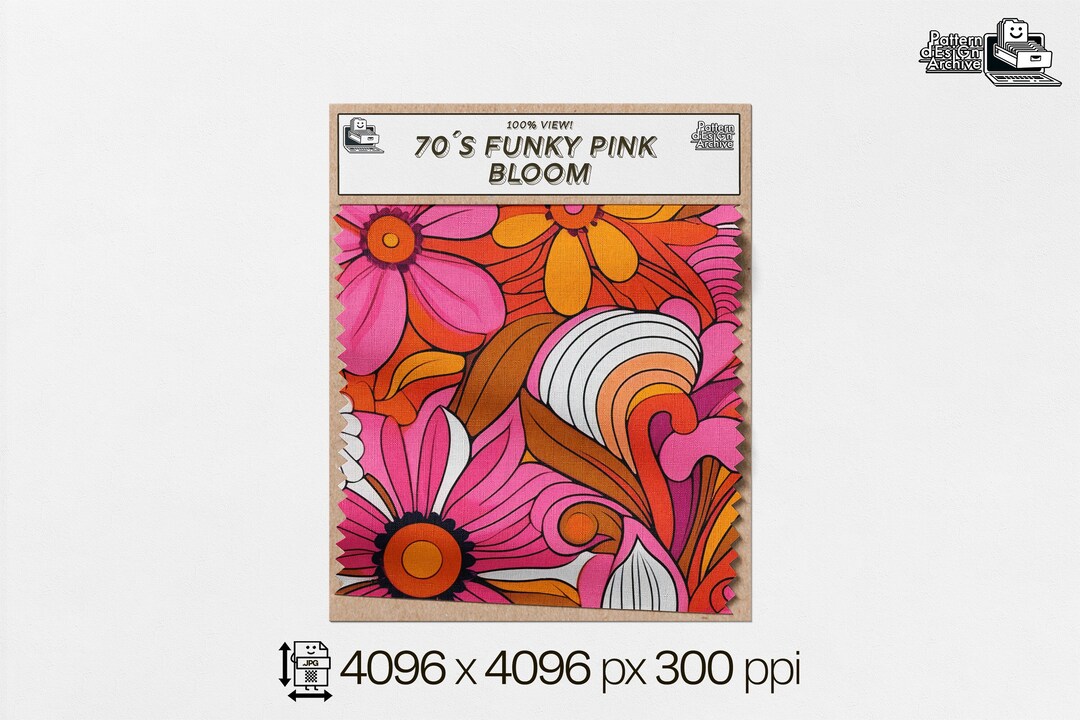 Retro 70s Floral Design for Fabric, Cards, DIY Crafts & Gift Wrap ...