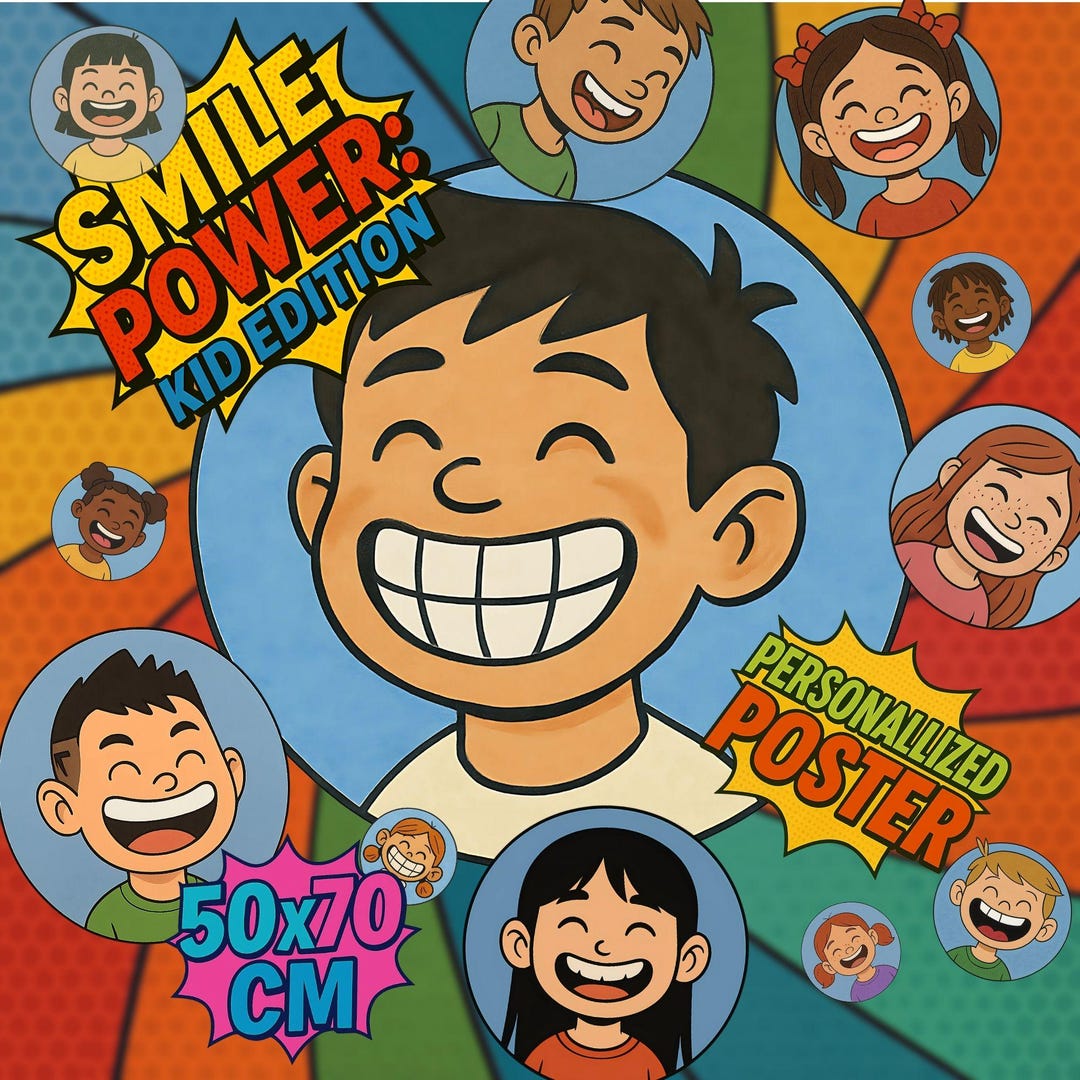 Smile Power Poster for Kids Room - 100+ Unique Smiles - Printable Wall ...