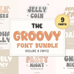 Groovy Font Bundle Cute Font for Cricut Font Bundle 80s Font Svg Font ...