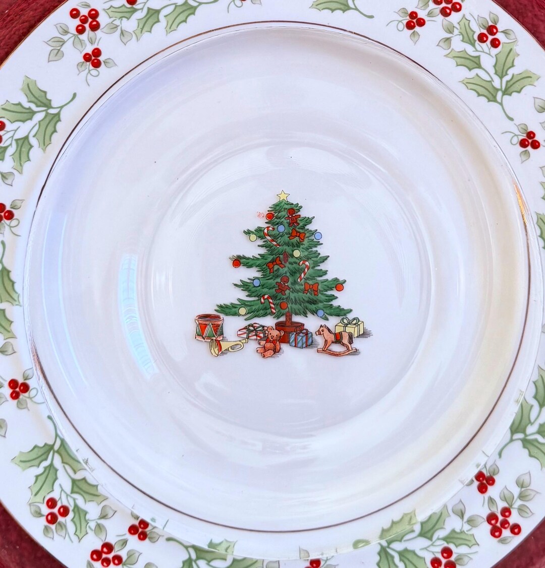 Vintage Christmas Tree Plates Made in France - Etsy