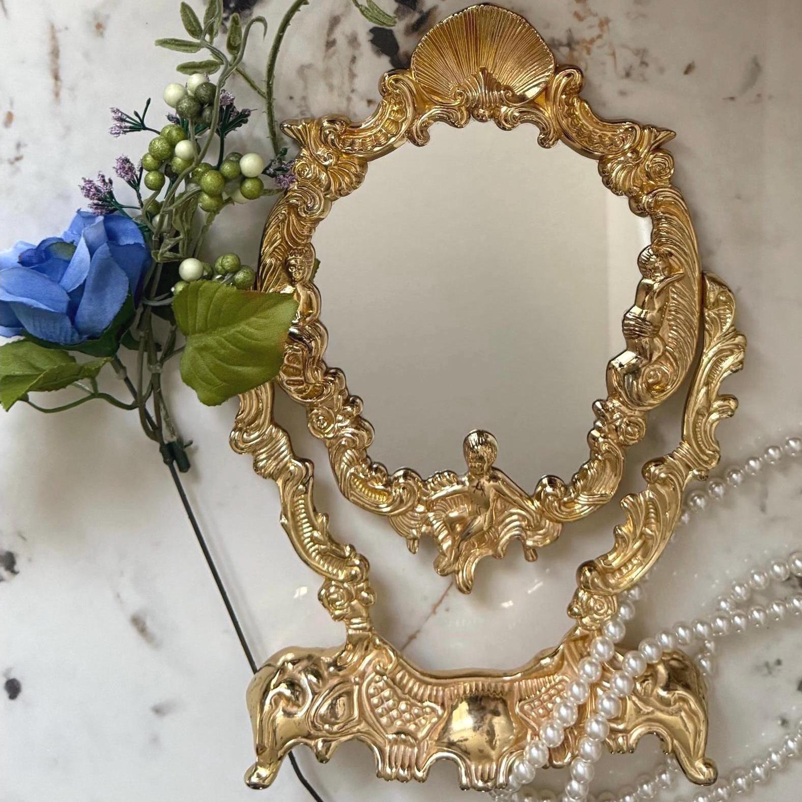 Hollywood Regency Vintage Gold Ornate Vanity Mirror Italian Baroque ...