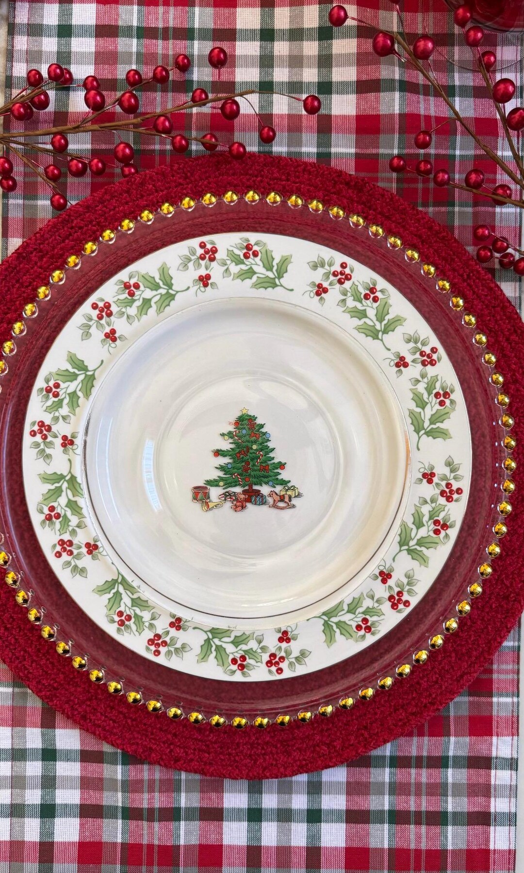 Vintage Christmas Tree Plates Made in France - Etsy