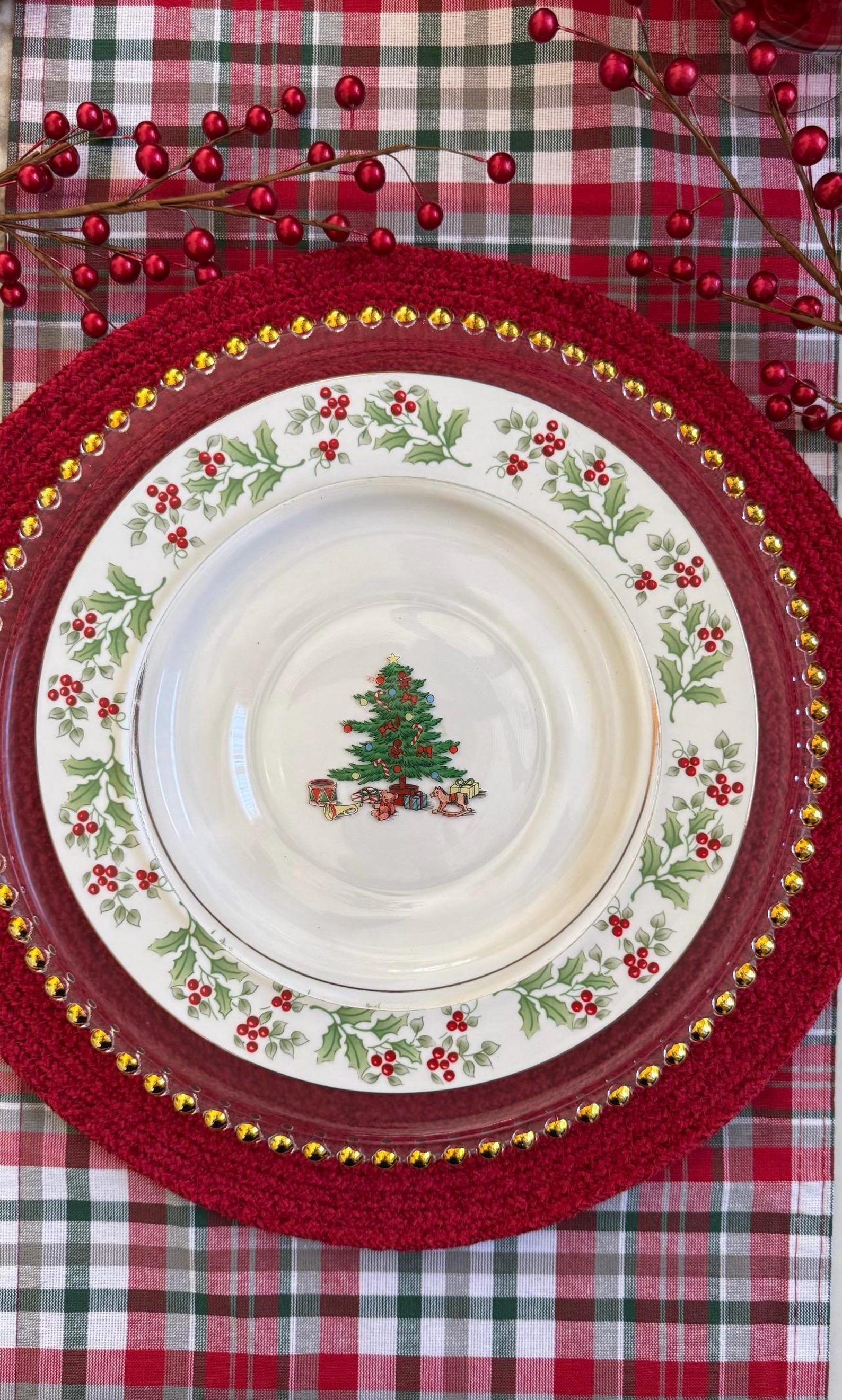 Vintage Christmas Tree Plates Made in France - Etsy