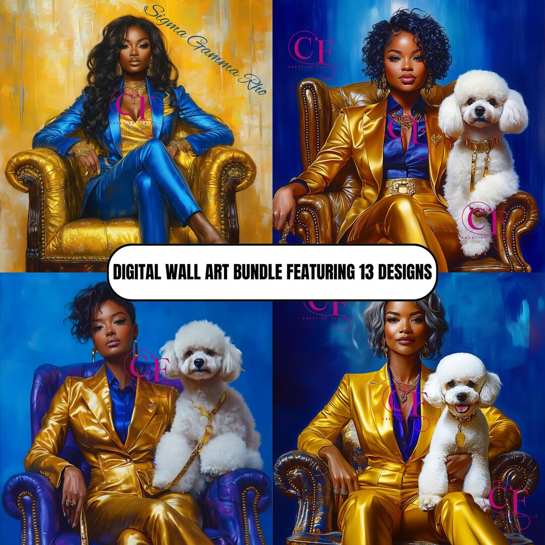 Printable Sigma Gamma Rho Decor – Blue & Gold AI Artwork, Digital Wall ...