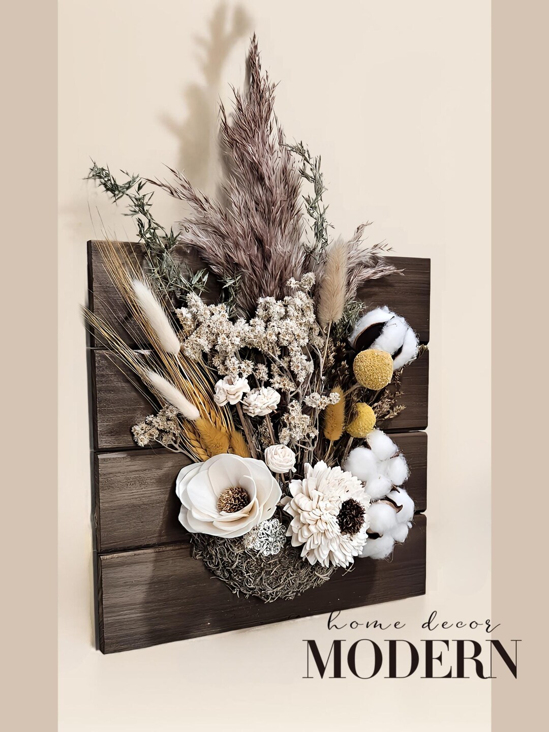 Neutral Wall Art for Boho Inspired Home Decor Floral Arrangement ...