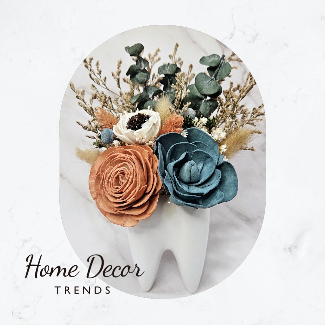 Sola Wood Floral Arrangement | Handmade Ceramic Tooth Vase | Dentist ...