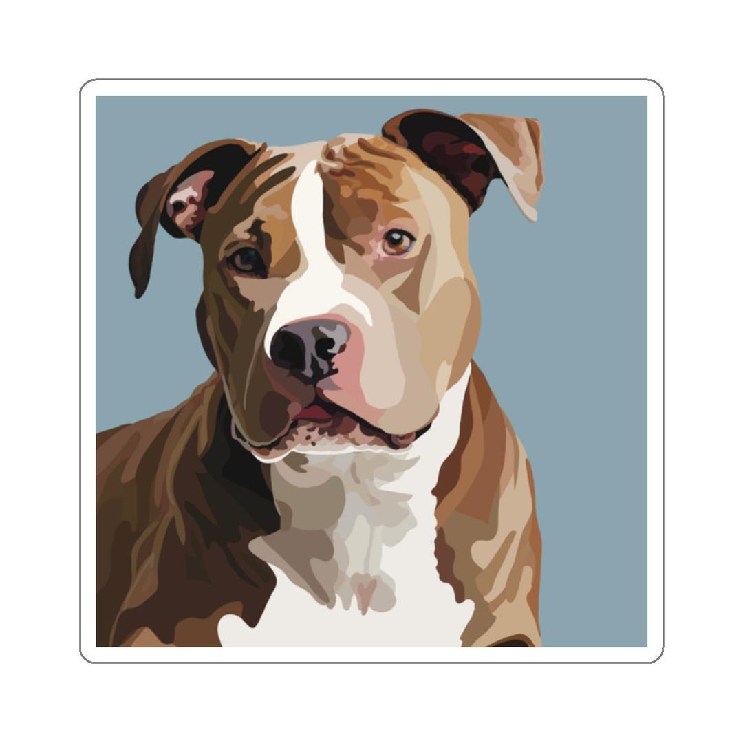 Pitbull Stickers, Cute Dog Sticker, Blue Background, Animal Lover Gift ...