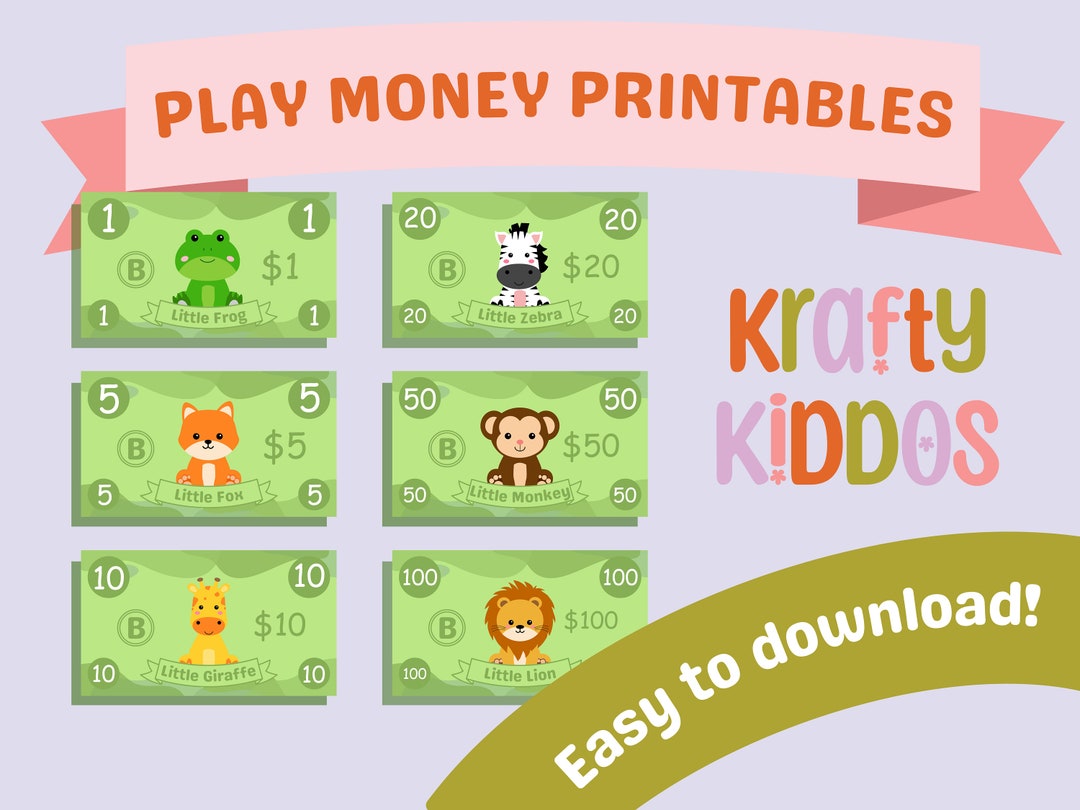 Pretend Play Money Digital Download Print and Cut Yourself Learning to ...
