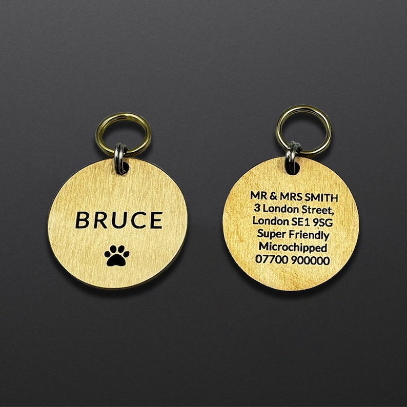 Thick Solid Brass Dog Name Tags & Cat Name Tags, Personalized Dog Tag ...