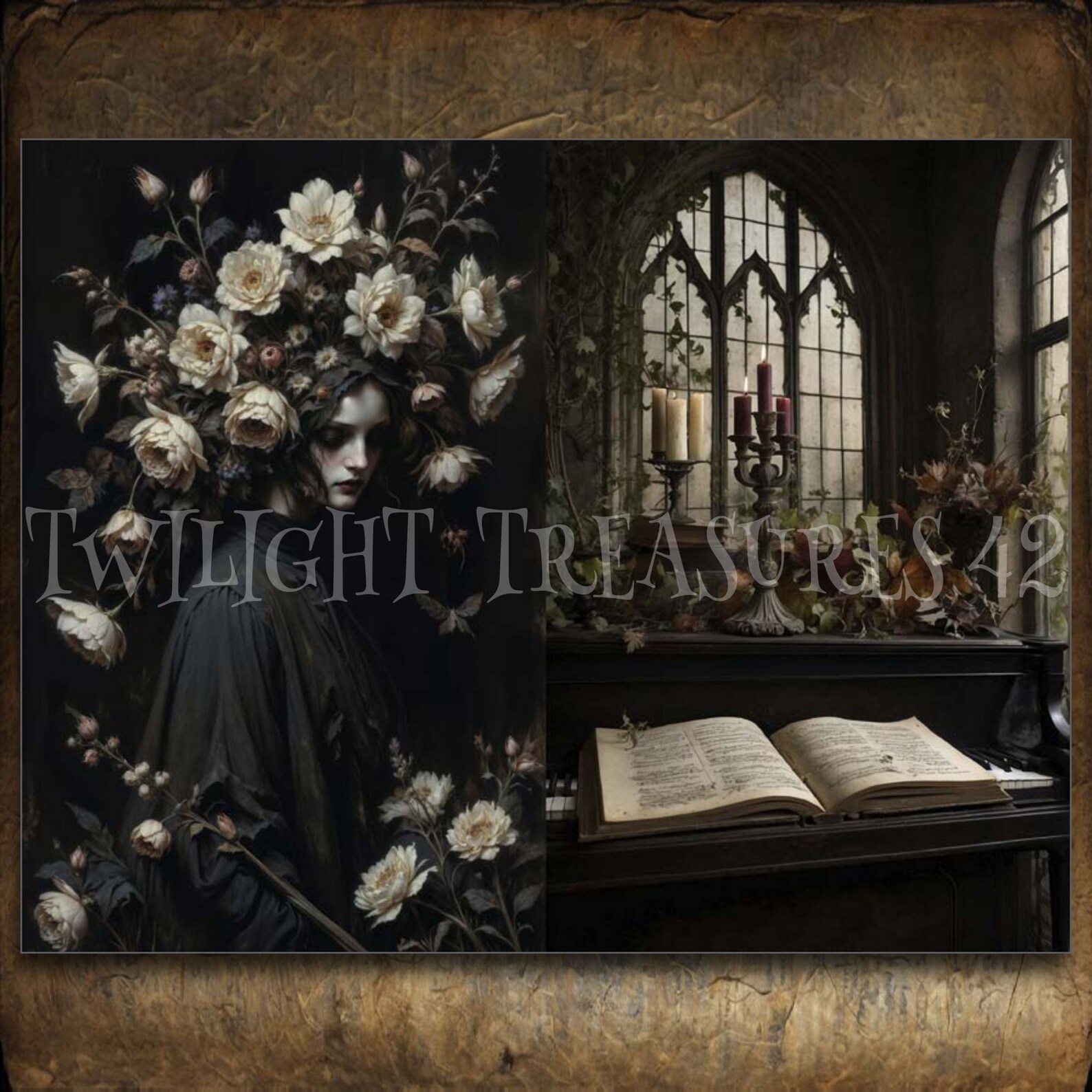 Gothic Treasures, Digital Download Printable Art Gift for Her Him Retro ...