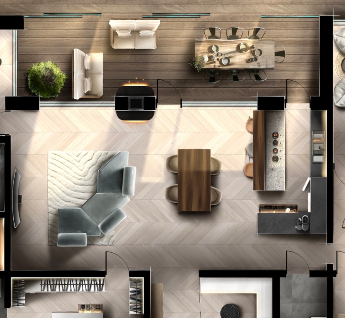 Procreate, Photoshop Furniture. Dining Table Set for 2 D Plan ...