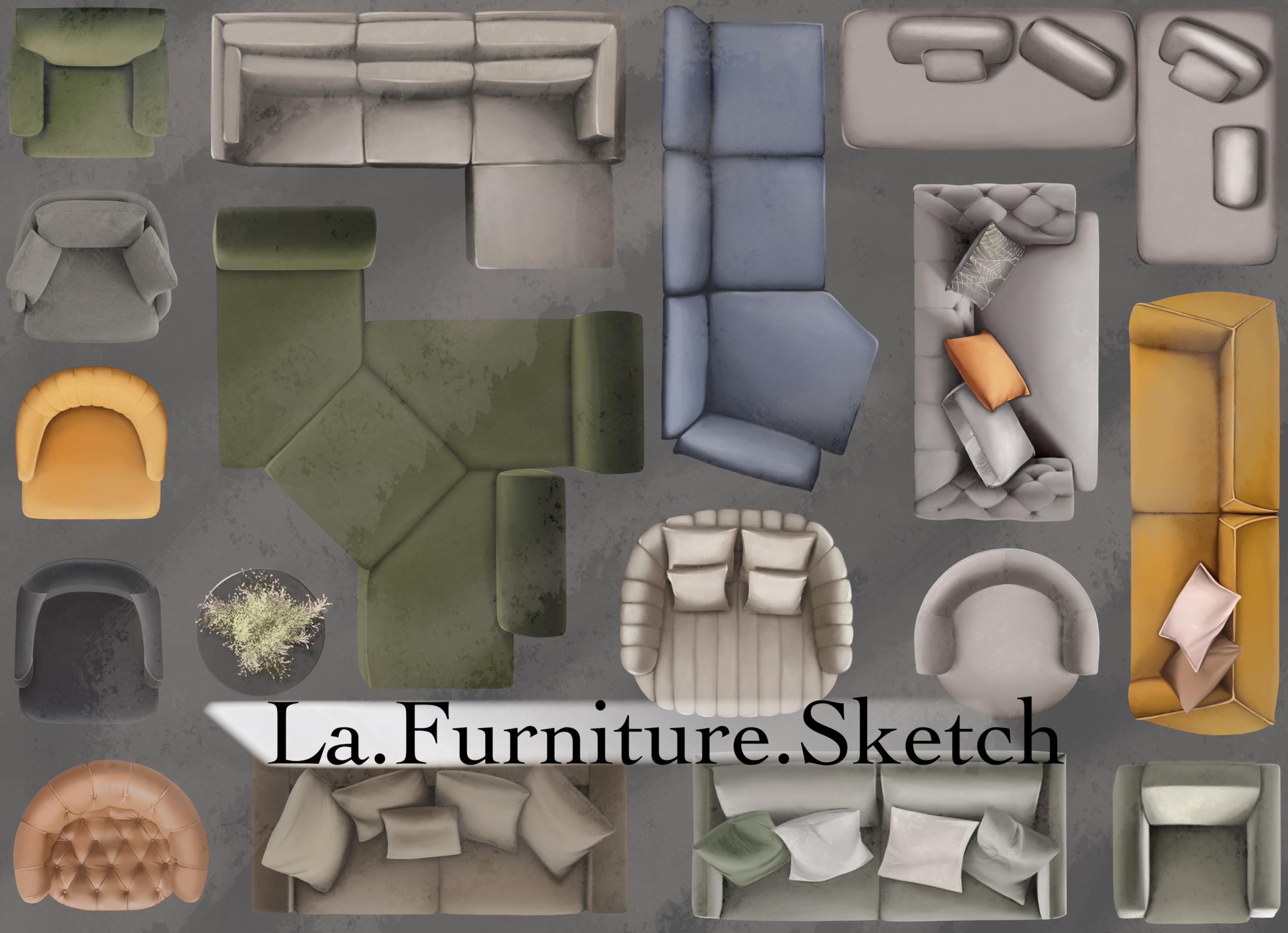 Procreate, Photoshop Furniture Sofa Set. Ready for Use, Without ...