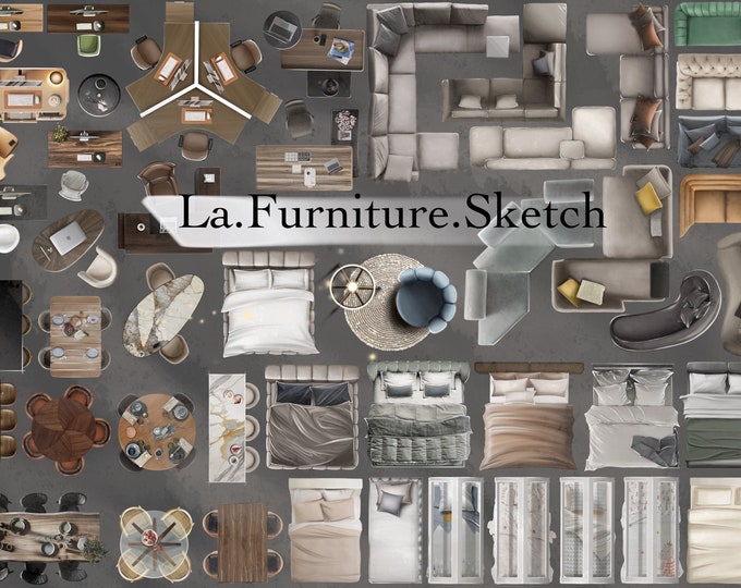 Procreate Furniture Set. Office Table, Dining Table, Sofas and Beds ...