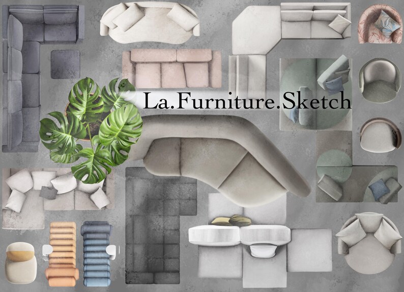 PNG Files. Procreate, Photoshop Furniture Sofa Set. Ready for Use ...