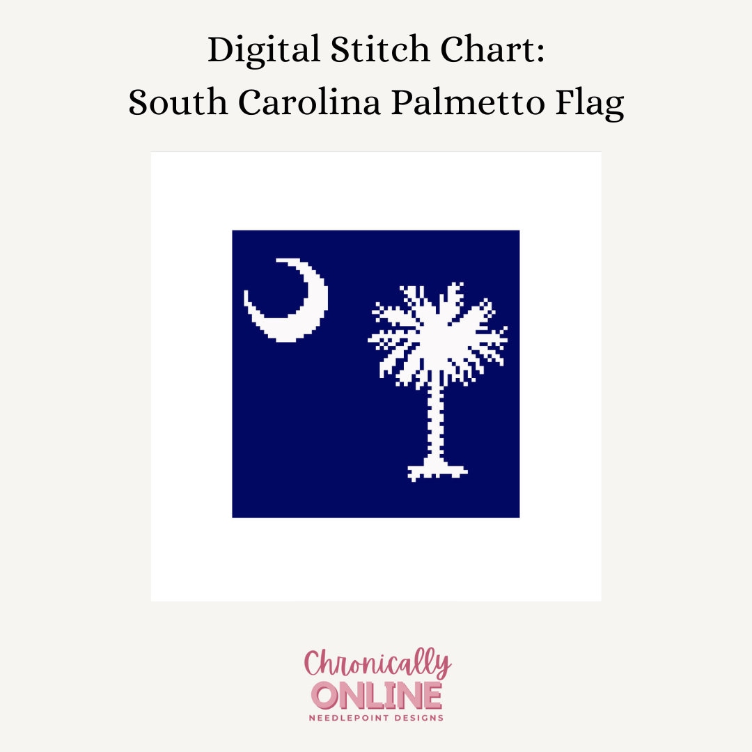 South Carolina Palmetto Flag - Digital Needlepoint Stitch Chart - Etsy