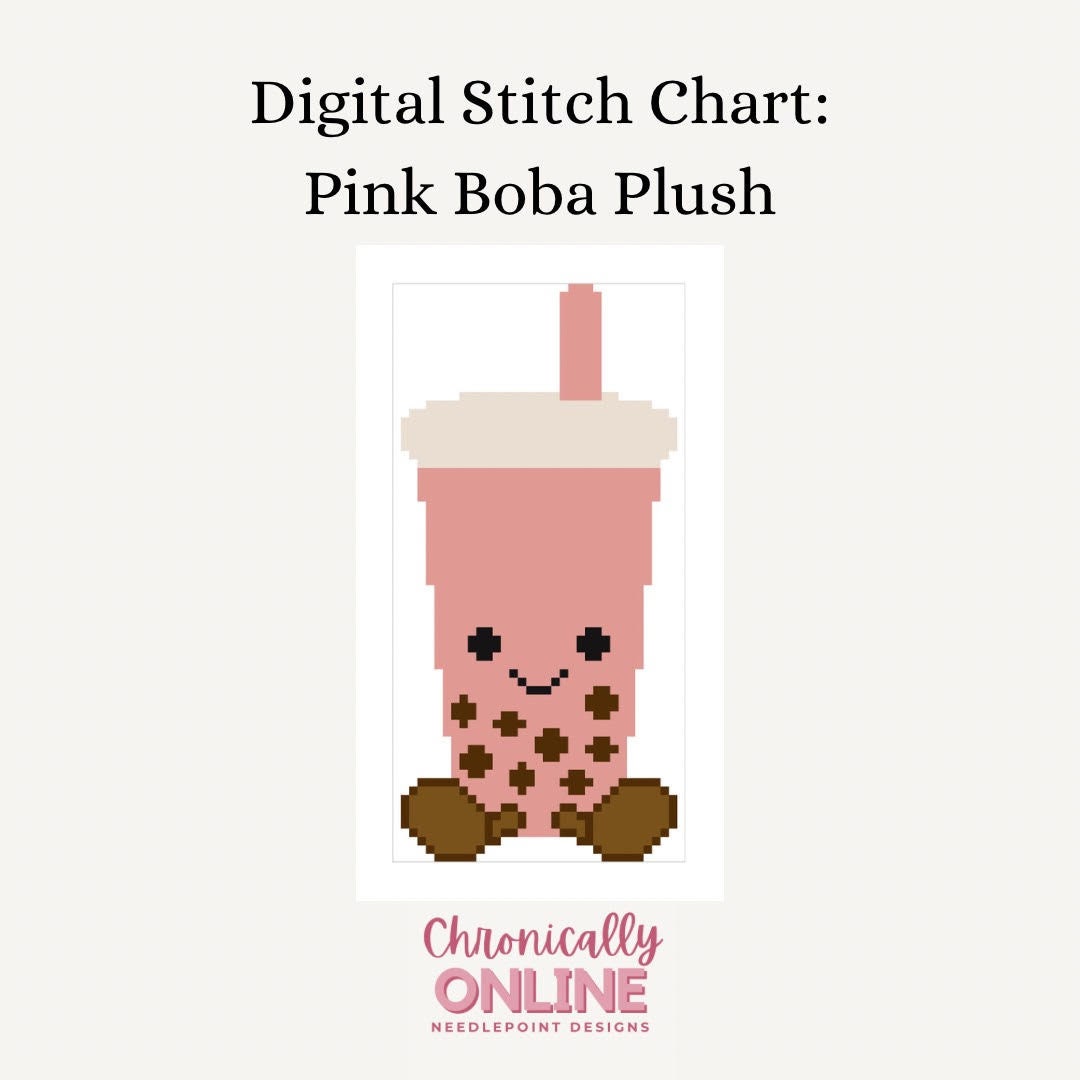 Pink Boba Plush - Digital Needlepoint Stitch Chart - Etsy