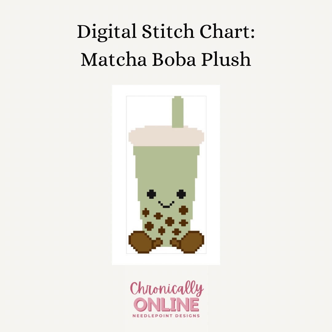 Matcha Boba Plush - Digital Needlepoint Stitch Chart - Etsy