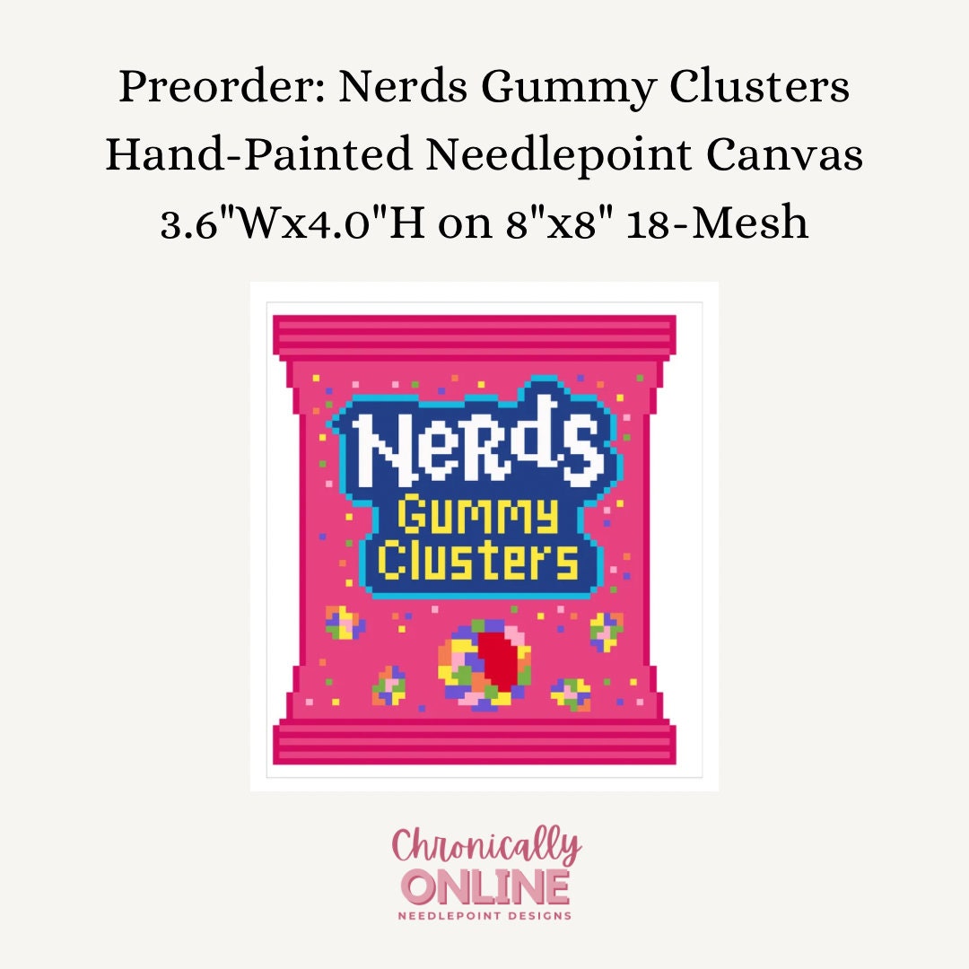 Nerds Gummy Clusters - Painted Needlepoint Canvas Preorder - Will Ship ...