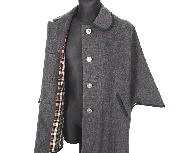 Vintage Italian Wool Cloak / Elegant Army Green Oversized Winter Cape ...