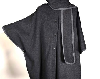 Vintage Italian Wool Cloak / Elegant Army Green Oversized Winter Cape ...