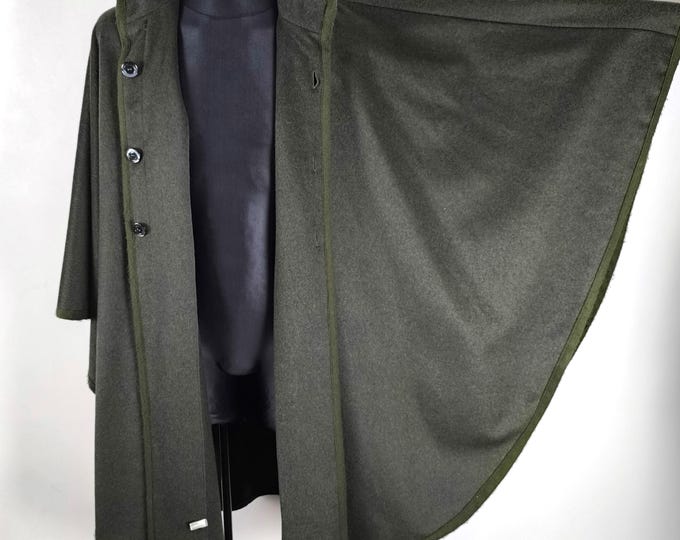 Vintage Italian Wool Cloak / Elegant Army Green Oversized Winter Cape ...