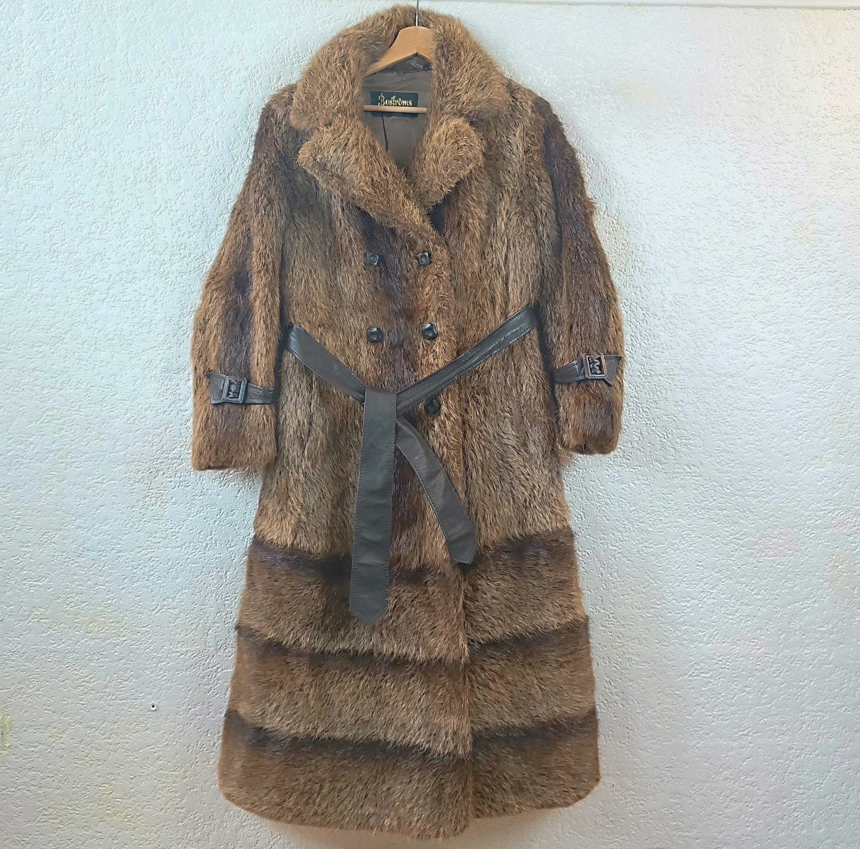 Genuine Pelt Belted Fur Coat Ladies/ 80s Luxury Warm Winter Outerwear 2 ...